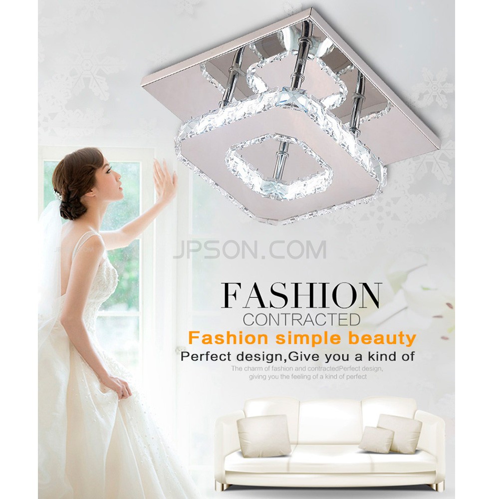 LED Crystal lamp modern pendant stainless steel embedded ceiling light ...